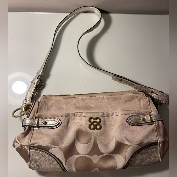 Coach | Bags | Vintage Coach Signature Tan Metallic Shoulder Bag | Poshmark